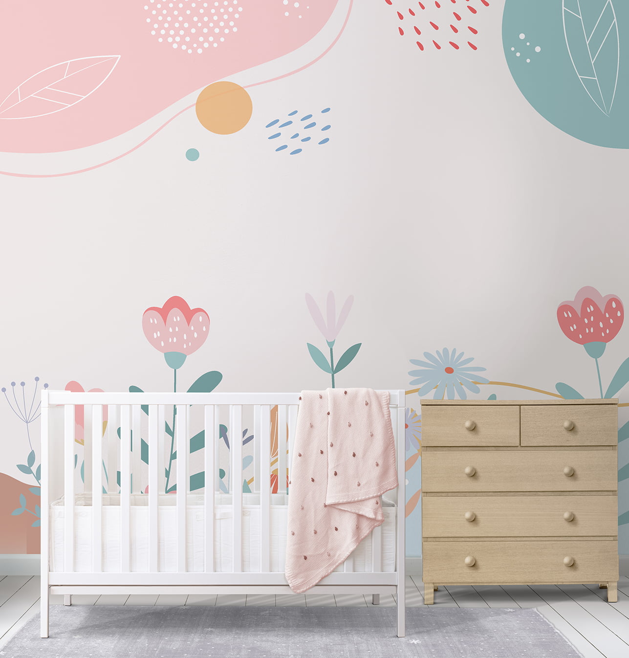 Papel de parede infantil floral rosa menina Papel de parede infantil floral rosa menina