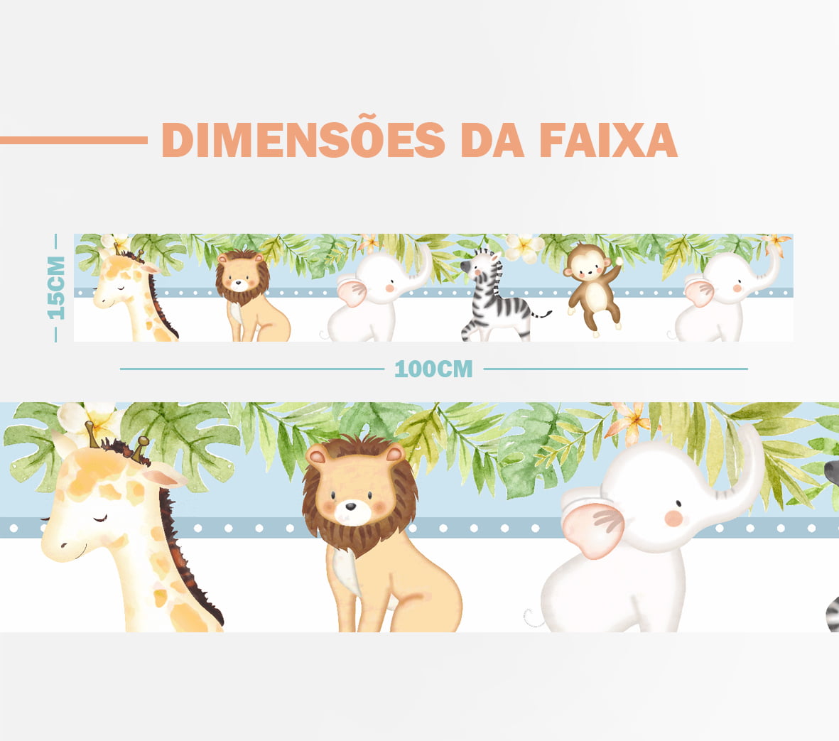 Faixa Decorativa para Quarto de Bebê Safari Floresta