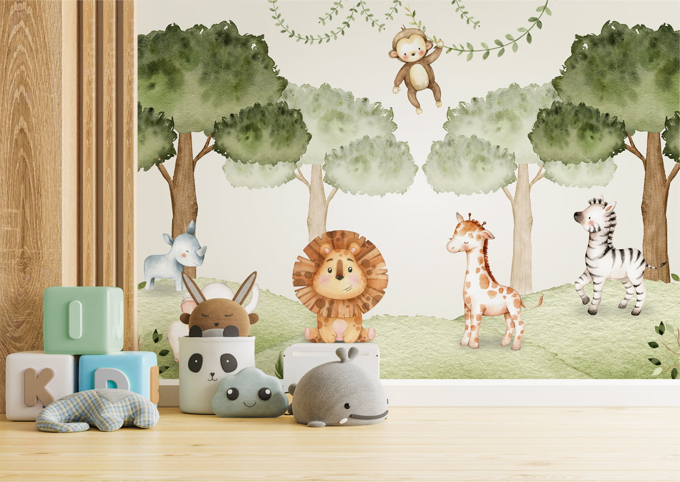 Papel de Parede Infantil Safari Bosque