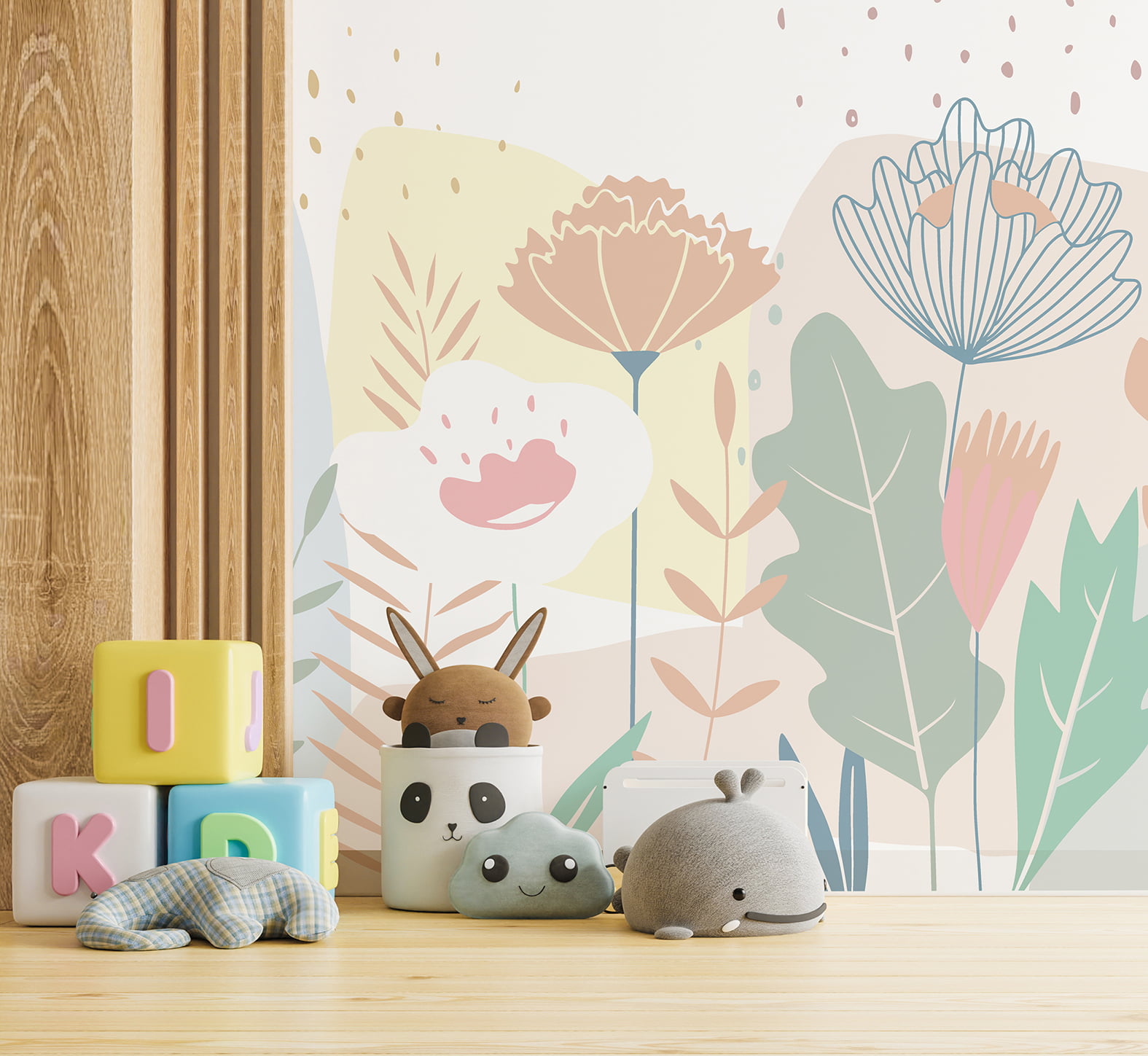 Papel de parede infantil floral rosa menina Papel de parede infantil floral rosa menina