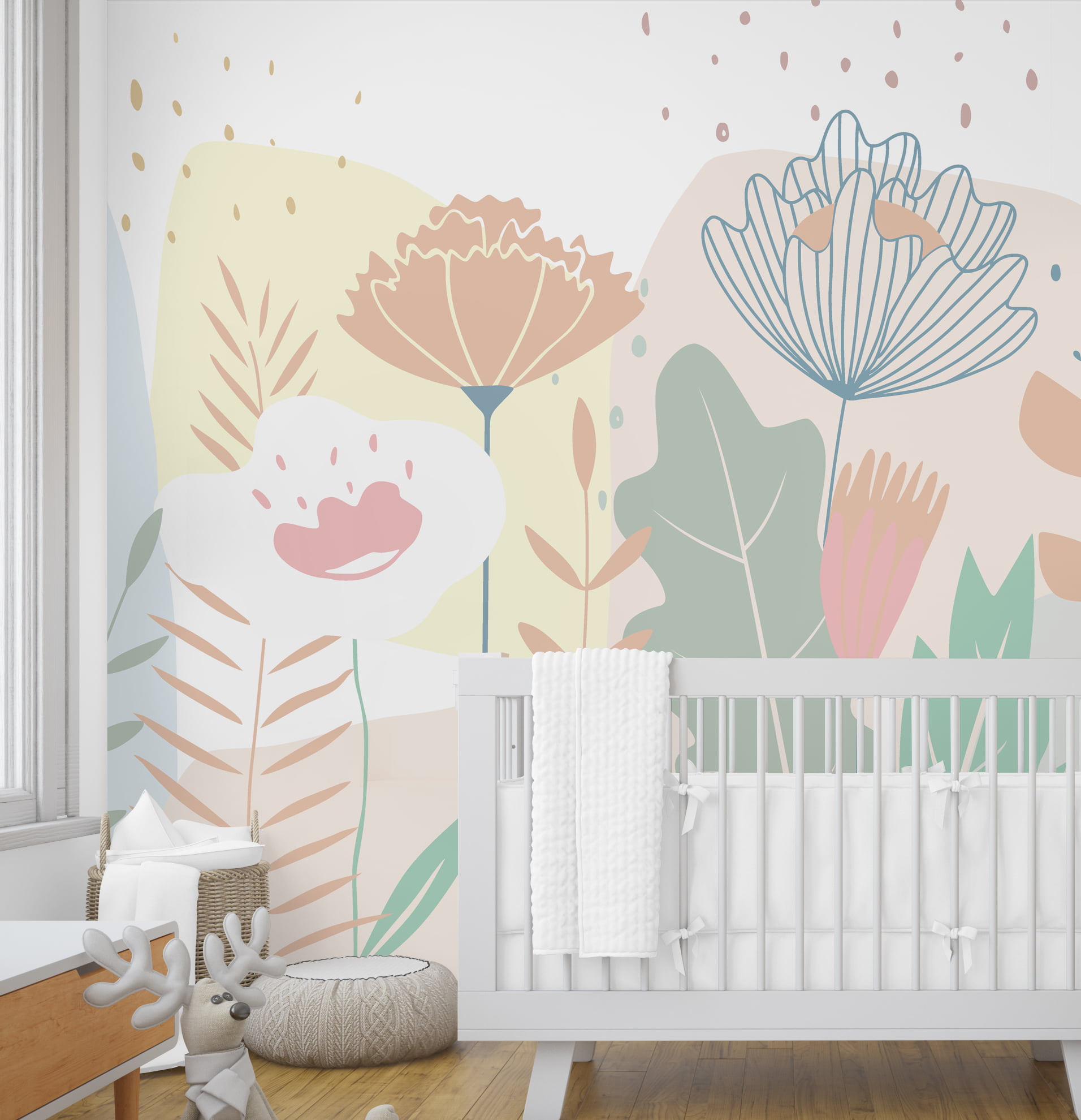 Papel de parede infantil floral rosa menina Papel de parede infantil floral rosa menina