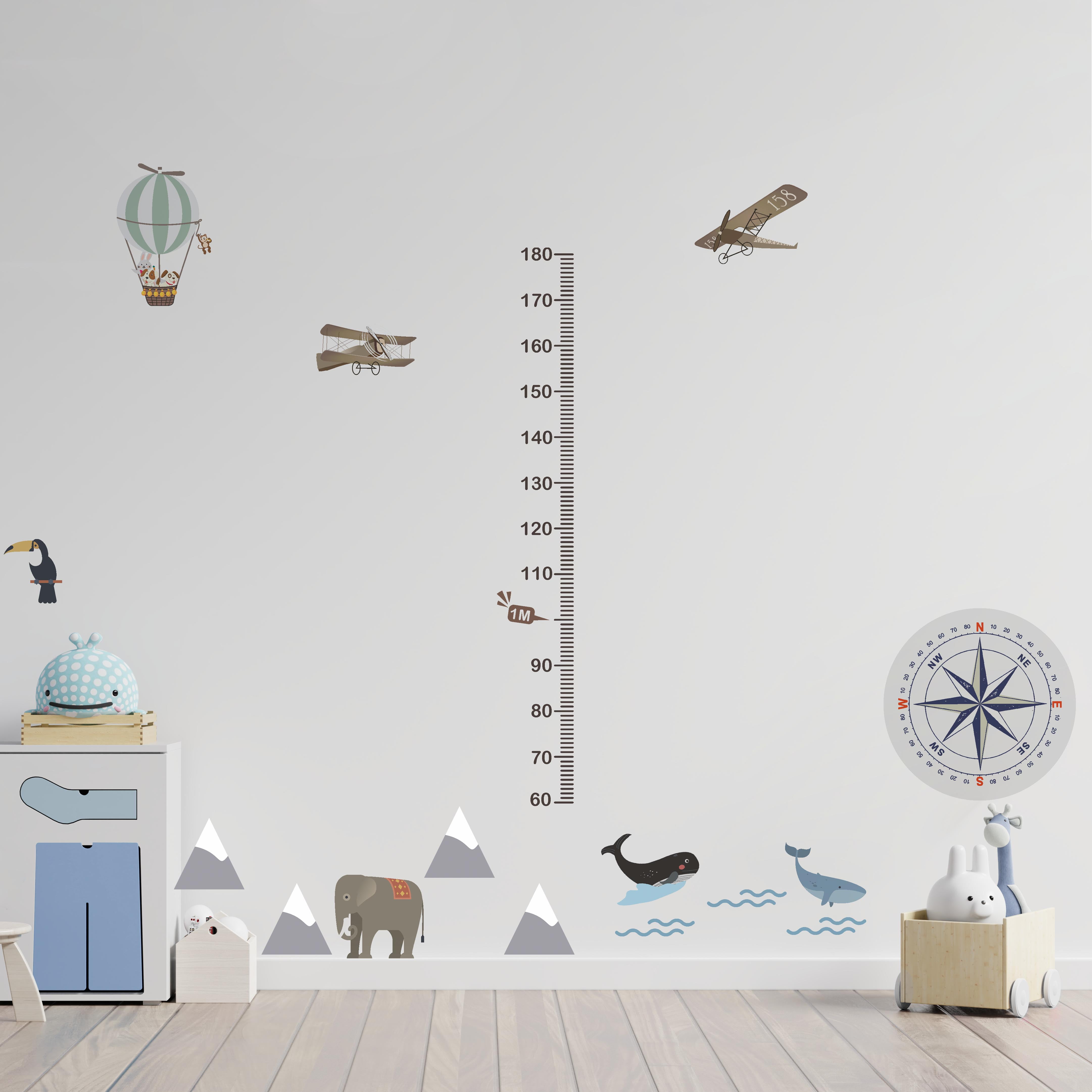 Régua do Crescimento Infantil Medidas Adesivo Quarto do Bebê mapa mundi ...